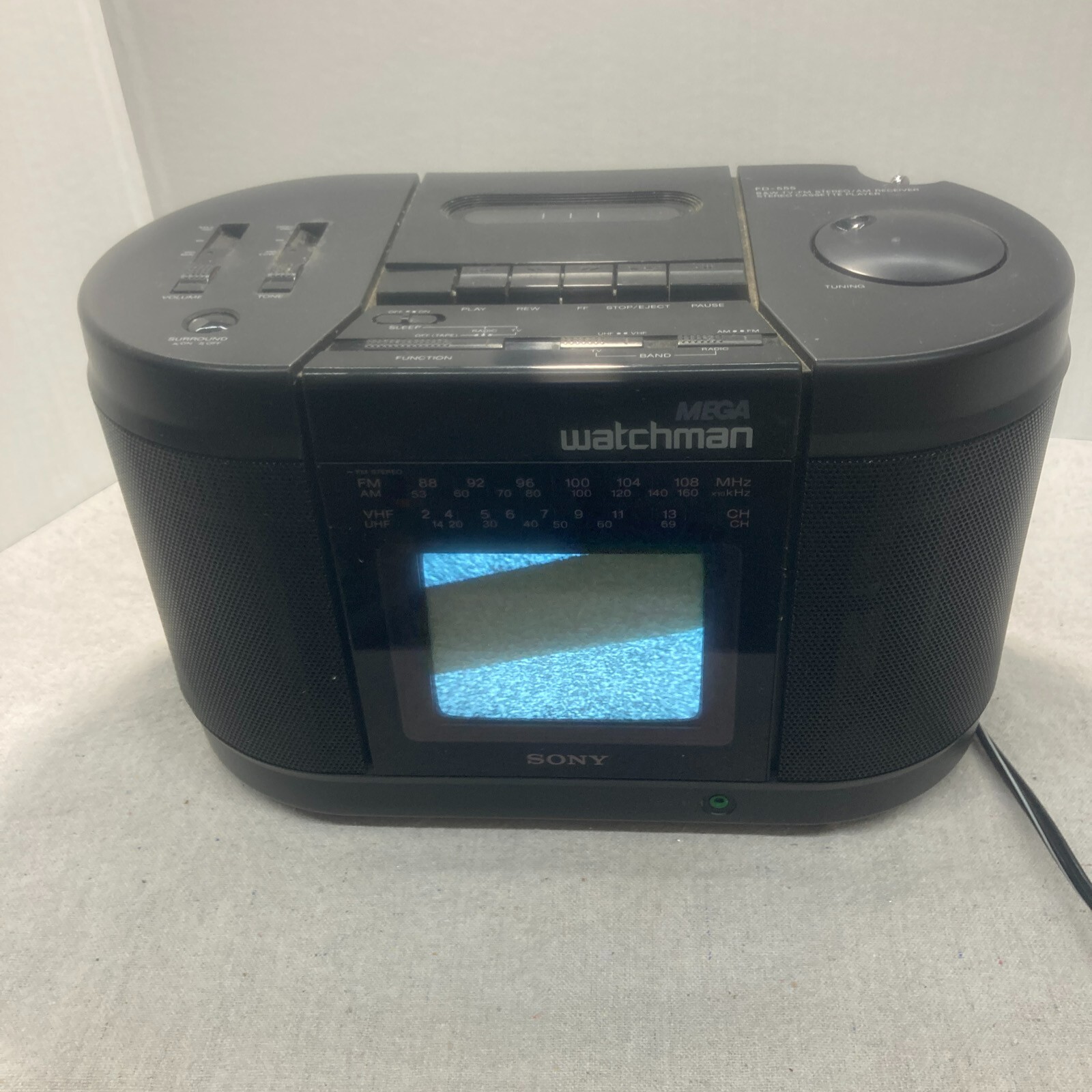 Vintage Sony Mega Watchman FD-555 Portable TV AM/FM Radio Cassette ...