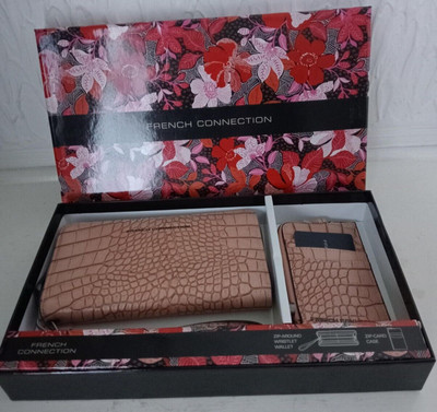 French Connection Gift Set Zip-around Wristlet Wallet & zip-Card Case ...