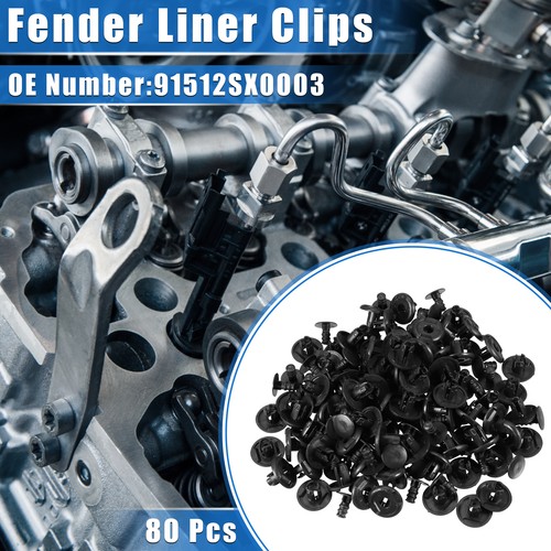 80 Pcs Fender Liner Clips Compatible for Honda Plastic Black Automotive ...
