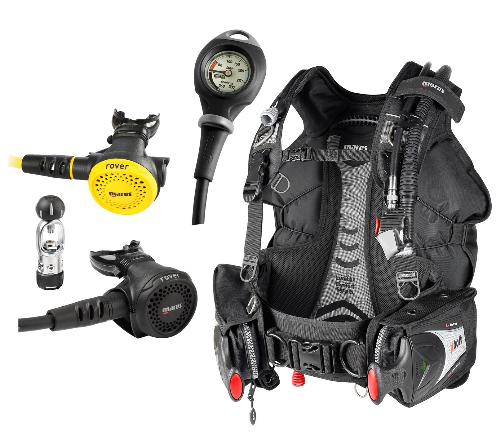Mares Scuba Package Bolt SLS BCD Rover 2S Octo Mission 1 Pressure Gauge ...