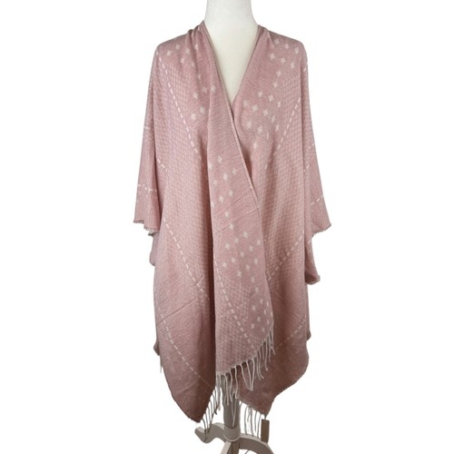 Gentle Fawn Womens Fringed Poncho Size M/L Pink Open Cape Shawl Wrap ...