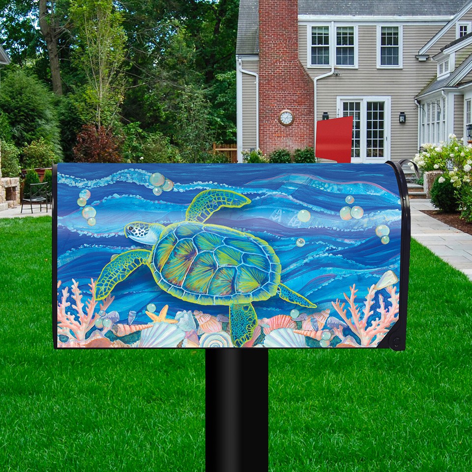 Swimming Sea Turtle Summer Magnetic Mailbox Cover Nautical Briarwood ...
