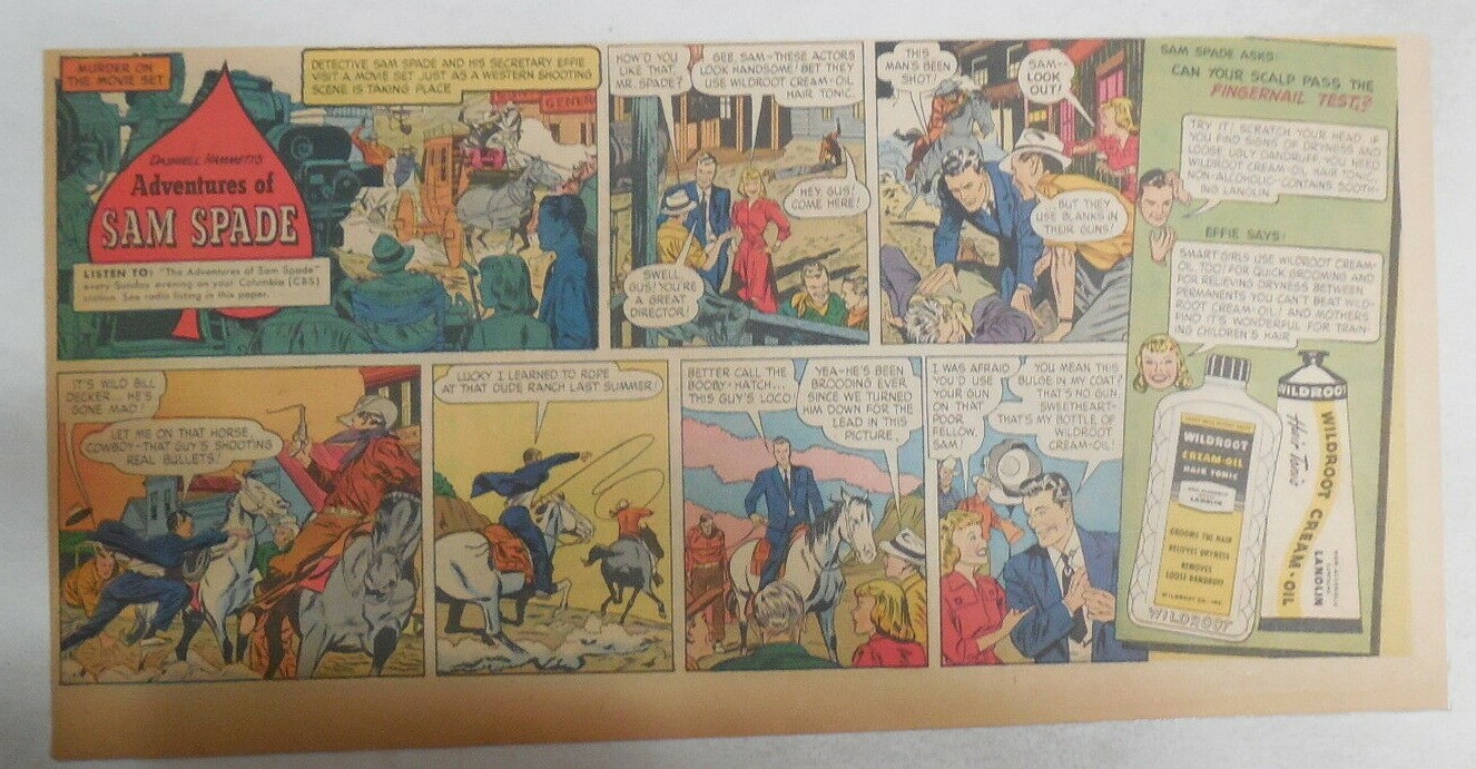 Wildroot Cream Hair Tonic Ad: The Adventures of Sam Spade ! 1940's 7.5 ...