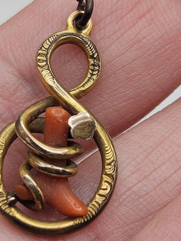 Vintage Victorian Style Gold Tone Red Branch Coral Small Pendant Charm ...