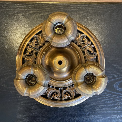 Antique Vintage Miller F-8811 Brass Victorian 3 Bulb Ceiling Light ...