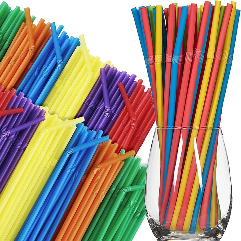 1000X Super Extra Bendy Long Mega Drinking Straws Coloured Special Bar ...