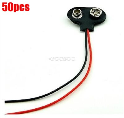 50Pcs 9V PP3 9Volt Battery Snap On Clip Connector T-Type Holder Lead ...