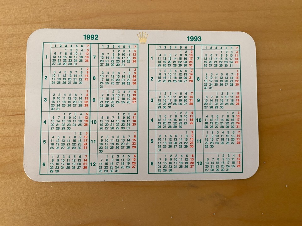 Calendar ROLEX Calendario - 1992 - 1993 - 10 x 6´5 cm | eBay