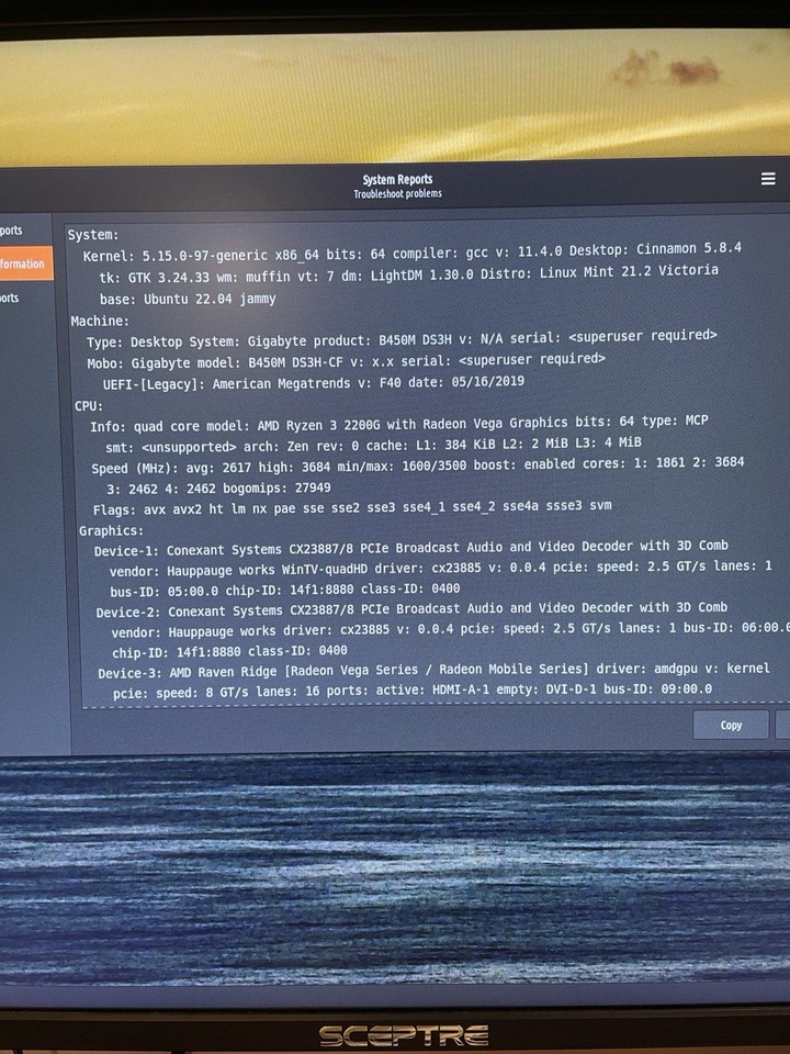 Linux Mint PC Tower Quad core AMD Ryzen 3 2200G Vega 64 desktop ...