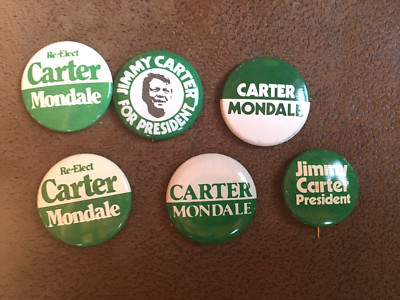 6 CARTER MONDALE President PIN PINBACK Re-Elect JIMMY Carter PHOTO GET ...