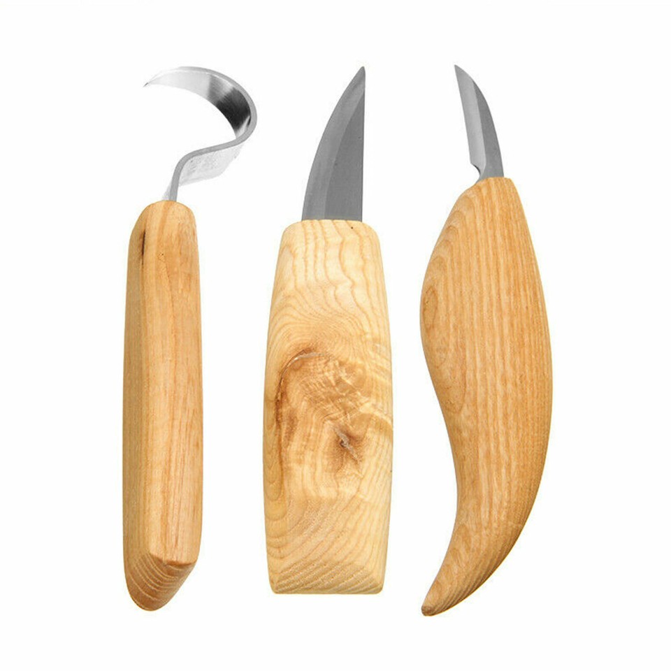 3Pcs Wood Carving Knife Cutter Whittling Hook Kit 155mm DIY Craft Hand ...
