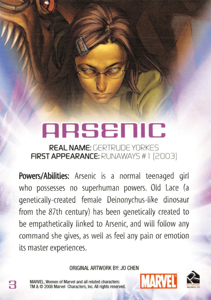 ARSENIC / Women of Marvel Series 1 (2008) BASE Trading Card #3 | eBay