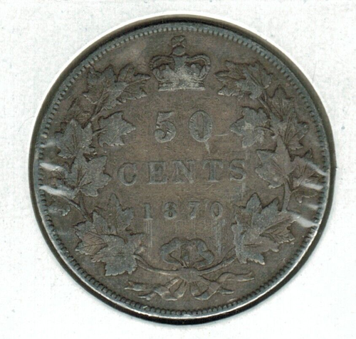 1870 LCW 50 CENTS, WITH SHAMROCK BEHIND FRONT CROSS ON VICTORIA'S ...