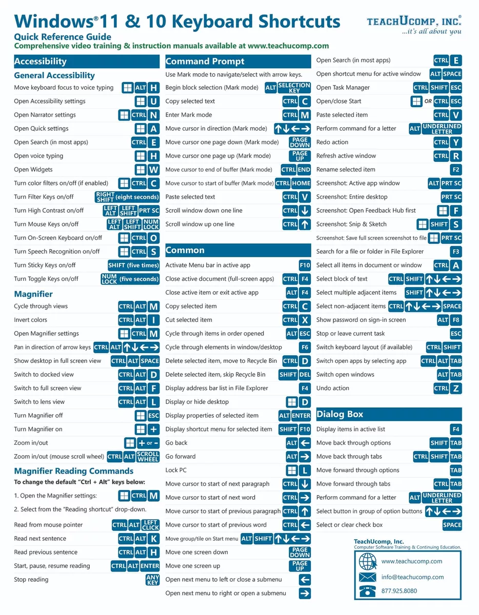 Windows 11 Quick Reference Cheat Sheet Guide Card Beezix