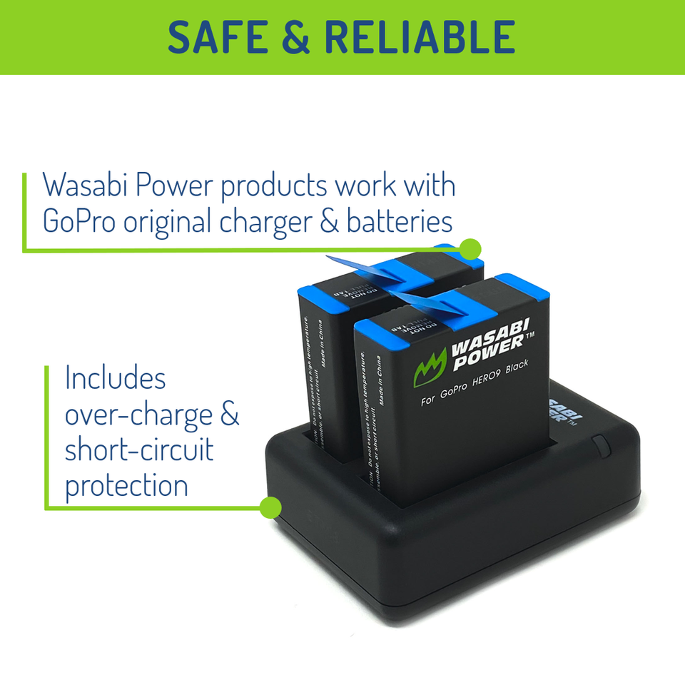 Wasabi Power Battery (2-Pack) and Dual Charger for GoPro HERO11, HERO10 ...
