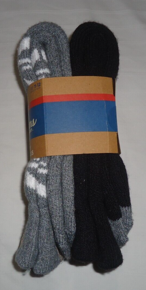 2 Pairs Dearfoams Full Terry Lounge Crew Socks w/ Grippers Men's Size 7 ...