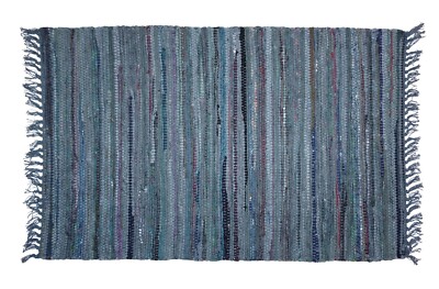 Sturbridge 2 x 3 Ft Rag Throw Rug, Grey Blue, 100% Cotton, Hand Woven ...
