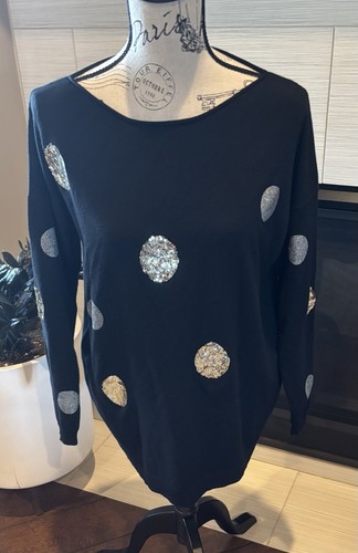 Cartise Sparkle Polka Dot Black, Gold, Silver Sweater Medium NWOT ...