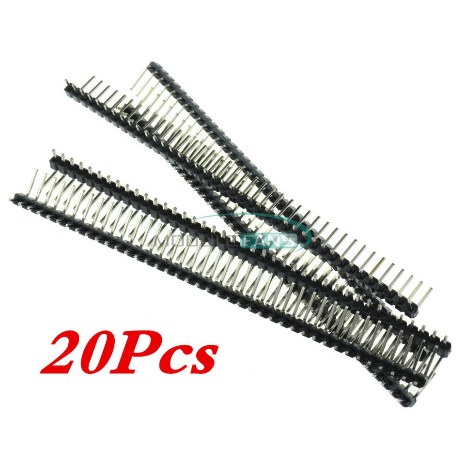 20PCS 40 Pin 2.54mm Right Angle Single Row Male Pin Header PCB for ...
