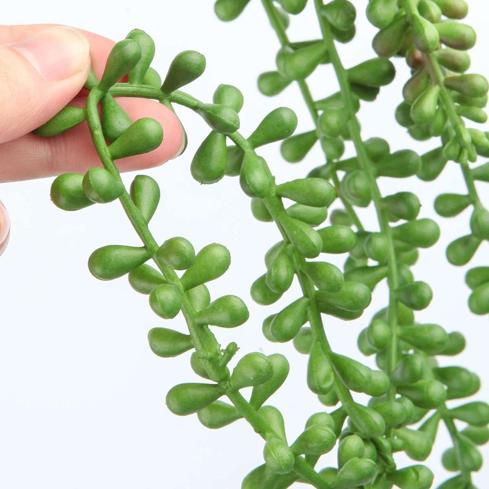 3X Artificial Hanging Plant Fake Vine Ivy Succulents String of Pearls ...