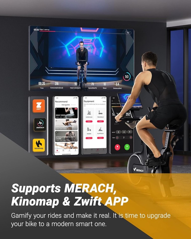 MERACH 667 Indoor Exercise Bike Magnetic Resistance Bluetooth ...