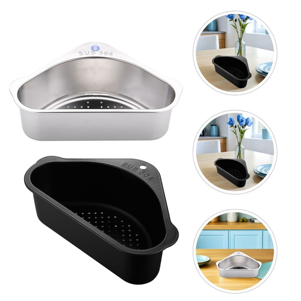 Sink Strainer Basket Stainless Steel Kitchen Waste Colander Triangle ...