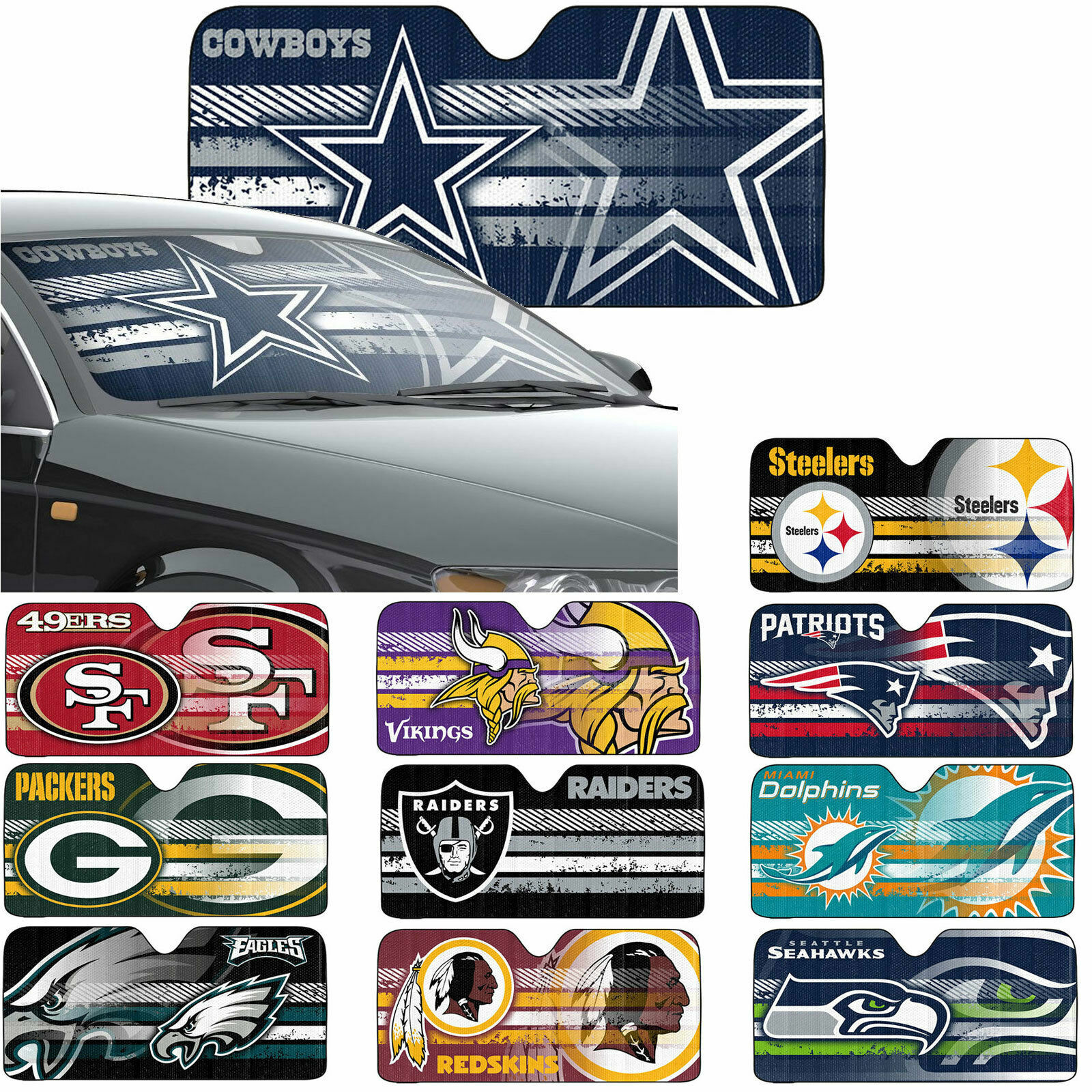 New NFL All Team Car Truck Windshield Folding Front Window Sun Shade ...