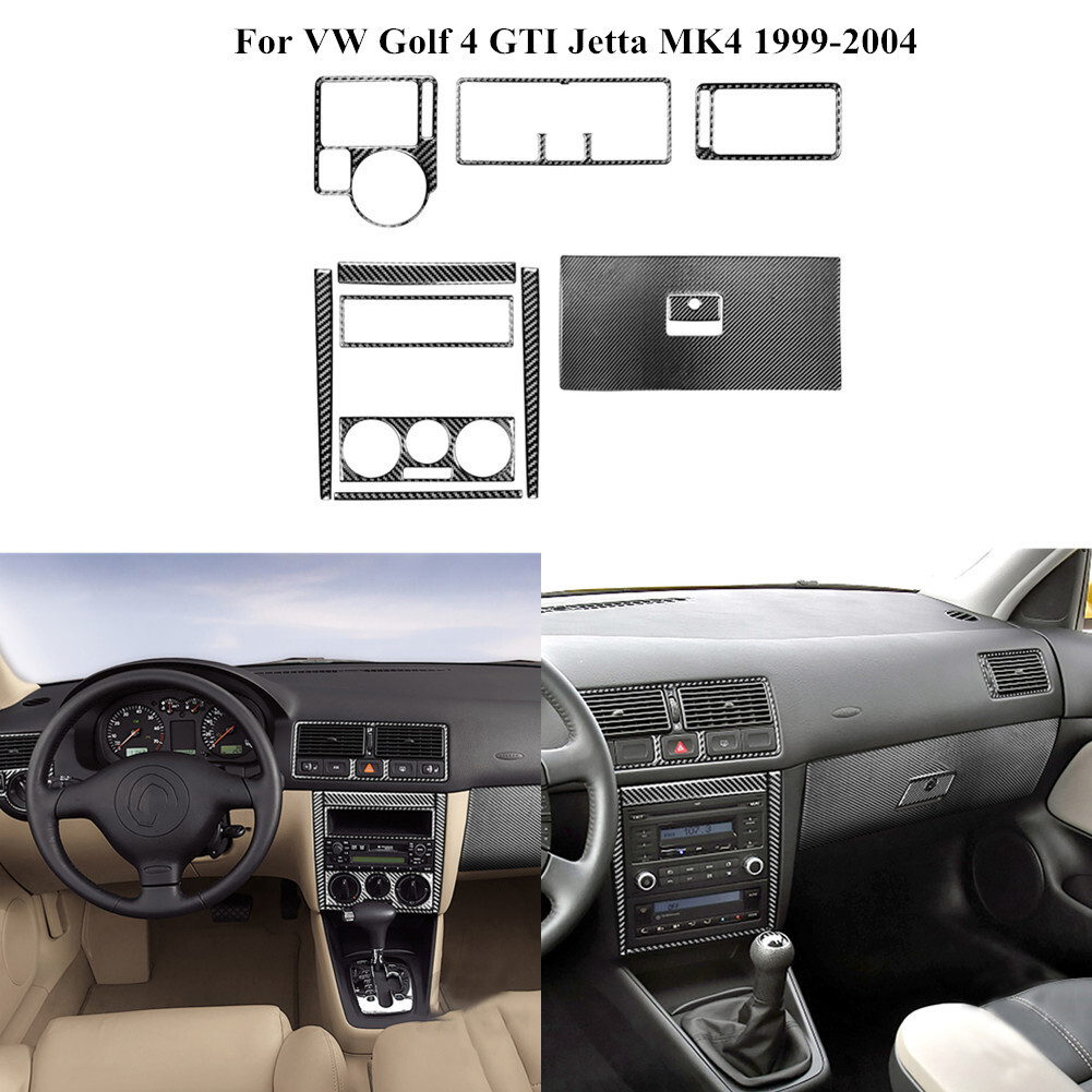 11pcs Carbon Fiber Center Control Dashboard Cover Trim For Volkswage VW ...