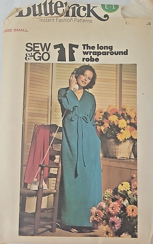Butterick 3966 Sew & Go Pattern Misses Long Wraparound Robe Size Small S | eBay
