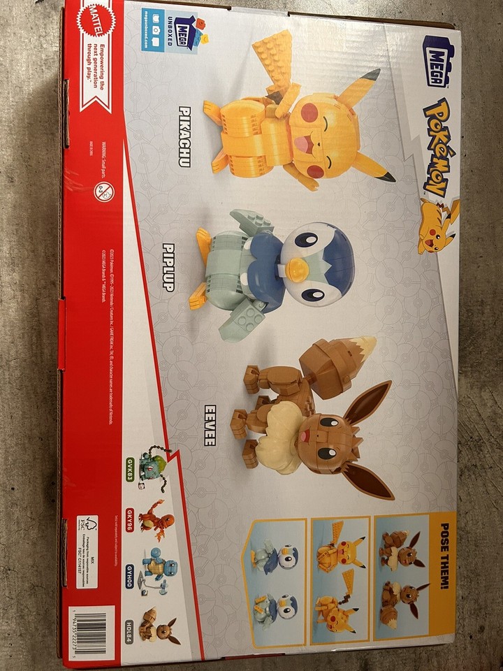 MEGA Pokémon Building Kit, Build & Show Pokemon Trio ~ Pikachu, Piplup ...