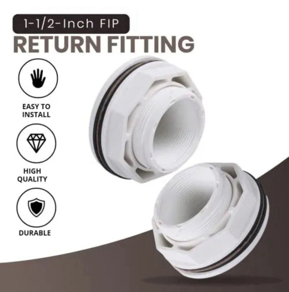 2pack 1 1/2" Above Ground Pool Inlet Return Fitting With Locknut Gasket ...