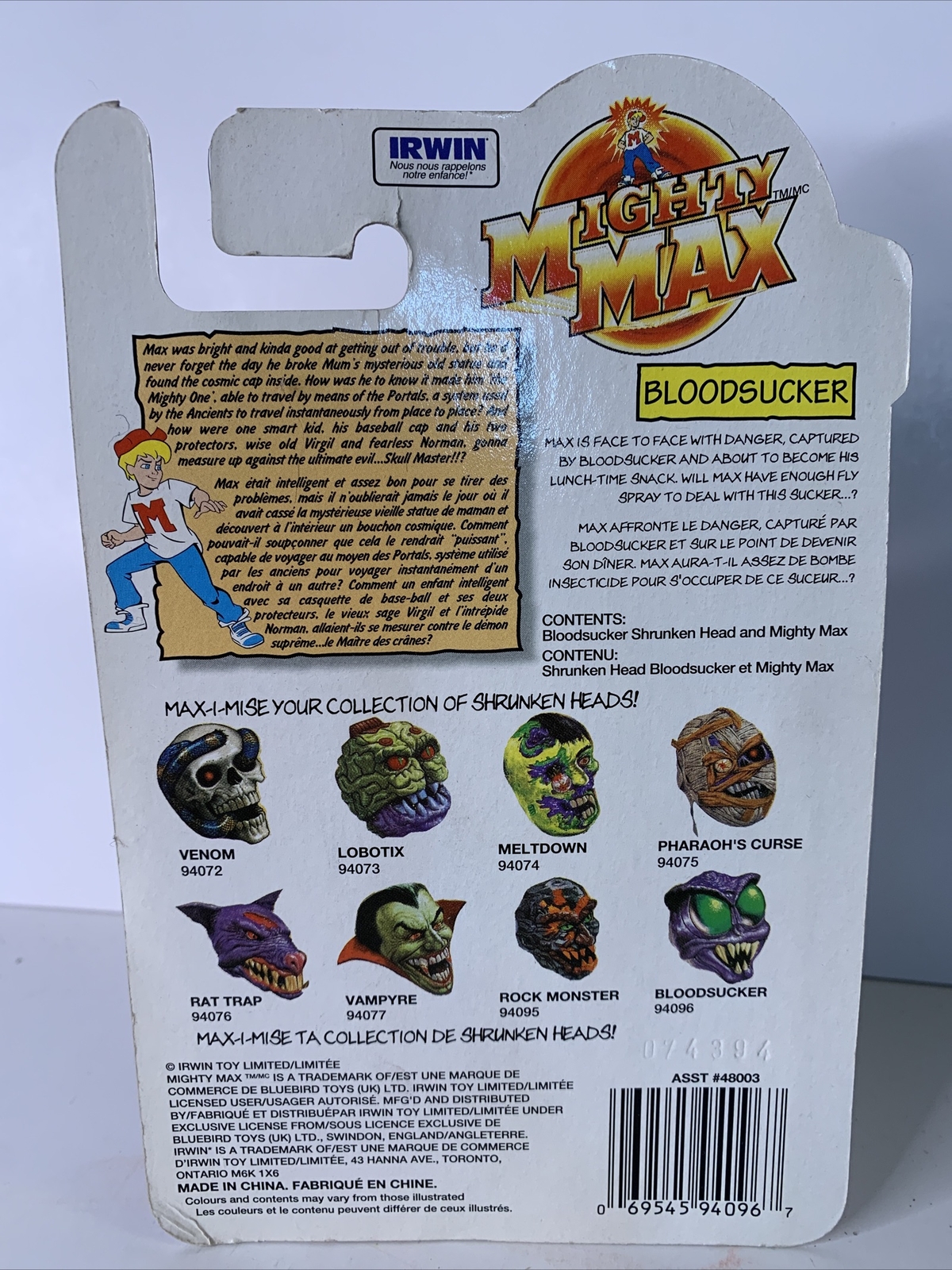 Mighty Max Shrunken Heads BLOODSUCKER Brand New Sealed Carded 1993 MOC ...