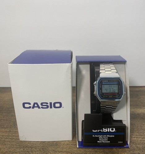 Casio Illuminator Digital Watch Men Silver Tone 3298 Backlight Alarm ...