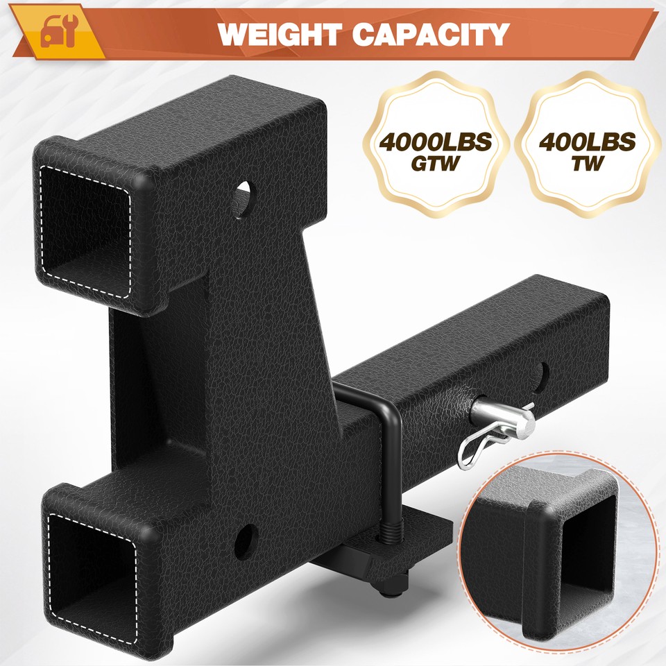 Steel Dual Rise-Drop Extender Extension Adapter Trailer Hitch For 2 ...