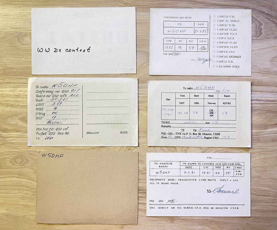 QSL Cards Pack Of 6 - Originating USSR Sent to W5OHF in Texas, USA | eBay