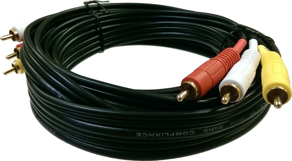 Cable Coax Coaxial RCA 3:3 AV Video Audio 25FT PMI 6134 | eBay