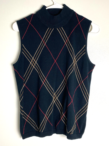 EP Pro Golf Sweater Vest Women's Argyle Pattern Black Mock-Neck ...