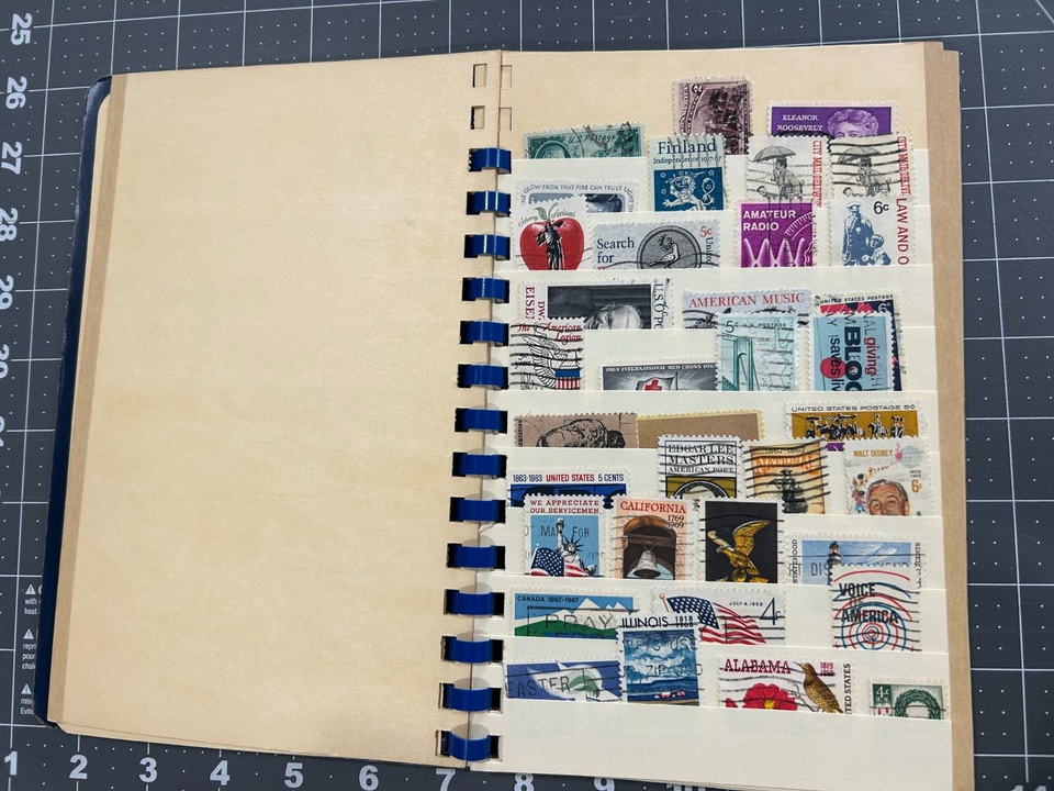 Spiral Bound Elbe Stamp Stock Book - Blue 12 Pages 9 pocket + 100 US ...