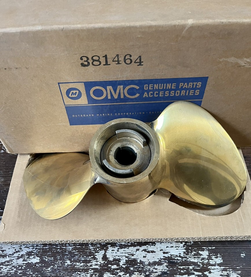 OMC 381464 2 Blade Brass Prop 13x18 Vintage NOS | eBay