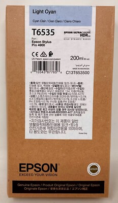 Epson Stylus Pro 4900 Printer Ink Cartridge T6535 Light Cyan Blue exp ...