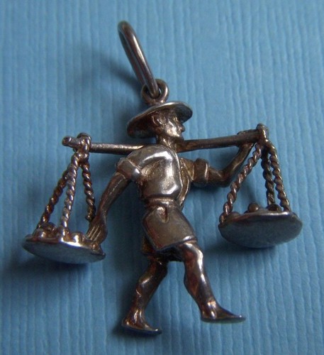 Vintage Asian man carrying baskets sterling charm | eBay