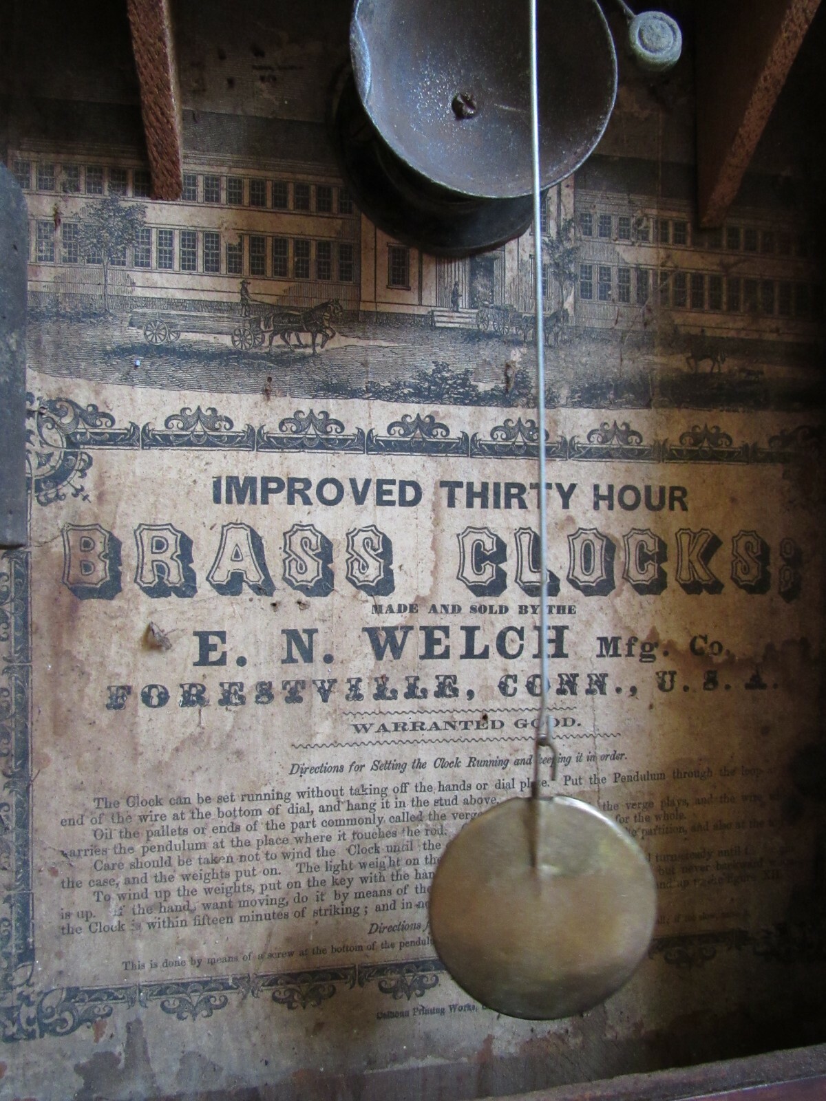 antique EN WELCH ogee clock og shelf mantel MAHOGANY alarm STRAWBERRIES ...