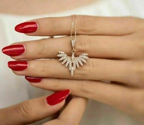 1.50 Ct Lab Created Diamond Phoenix Bird Pendant Necklace 14K Yellow ...