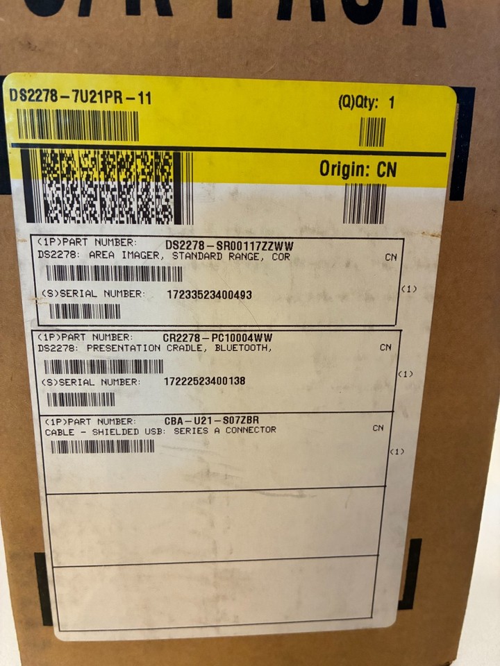 NEW Zebra Wireless Barcode Scanner DS2278 + Charging Cradle CR2278 and ...