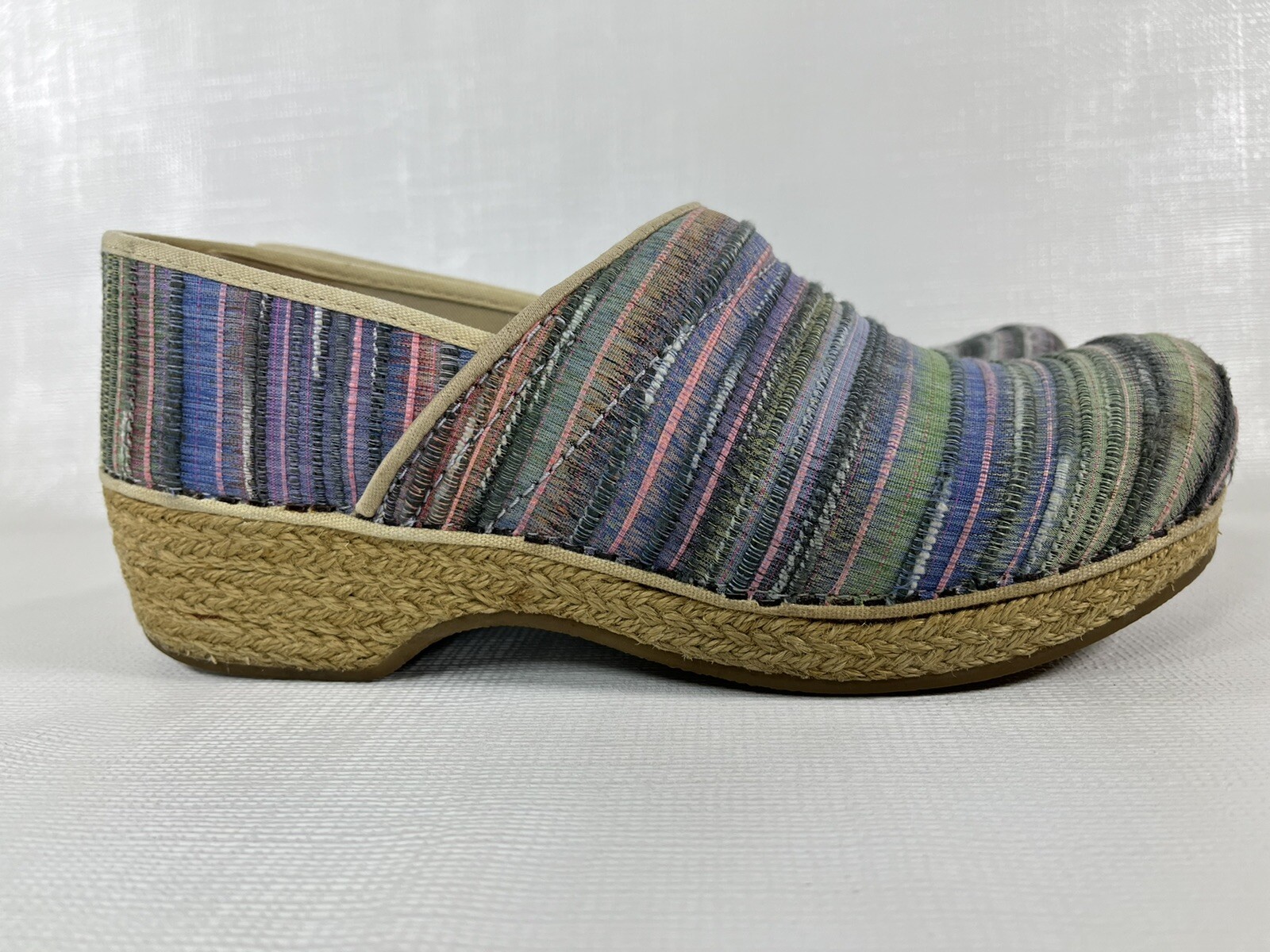 Dansko Jute Pro Clog Artisan Weave Rainbow Slip On Mules Shoes Size 39 ...