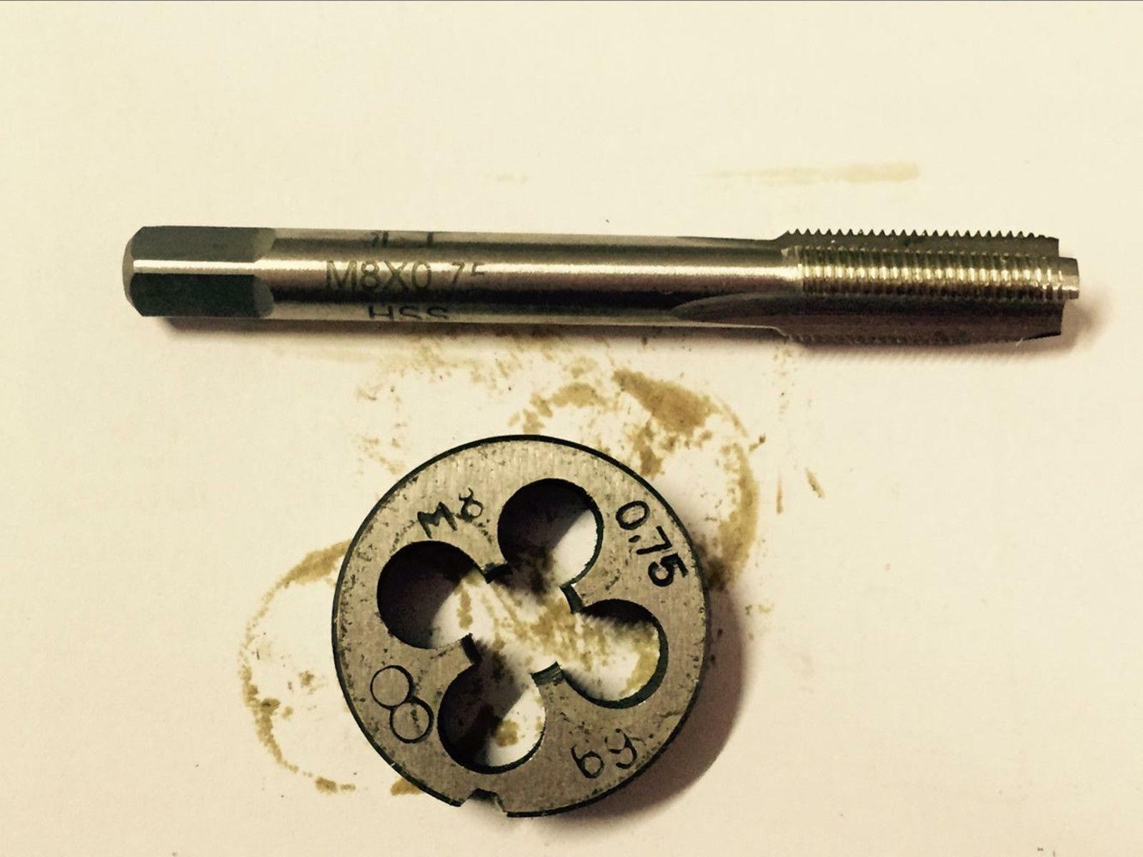 1pcs HSS Machine M8 X 0.75mm Plug Tap and 1pc M8 X 0.75mm Die Threading ...