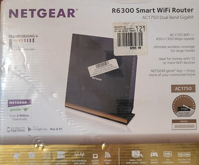 Netgear R6300v Smart Wifi Router AC1750 Dual Band Gigabit 1300 Mbps New ...