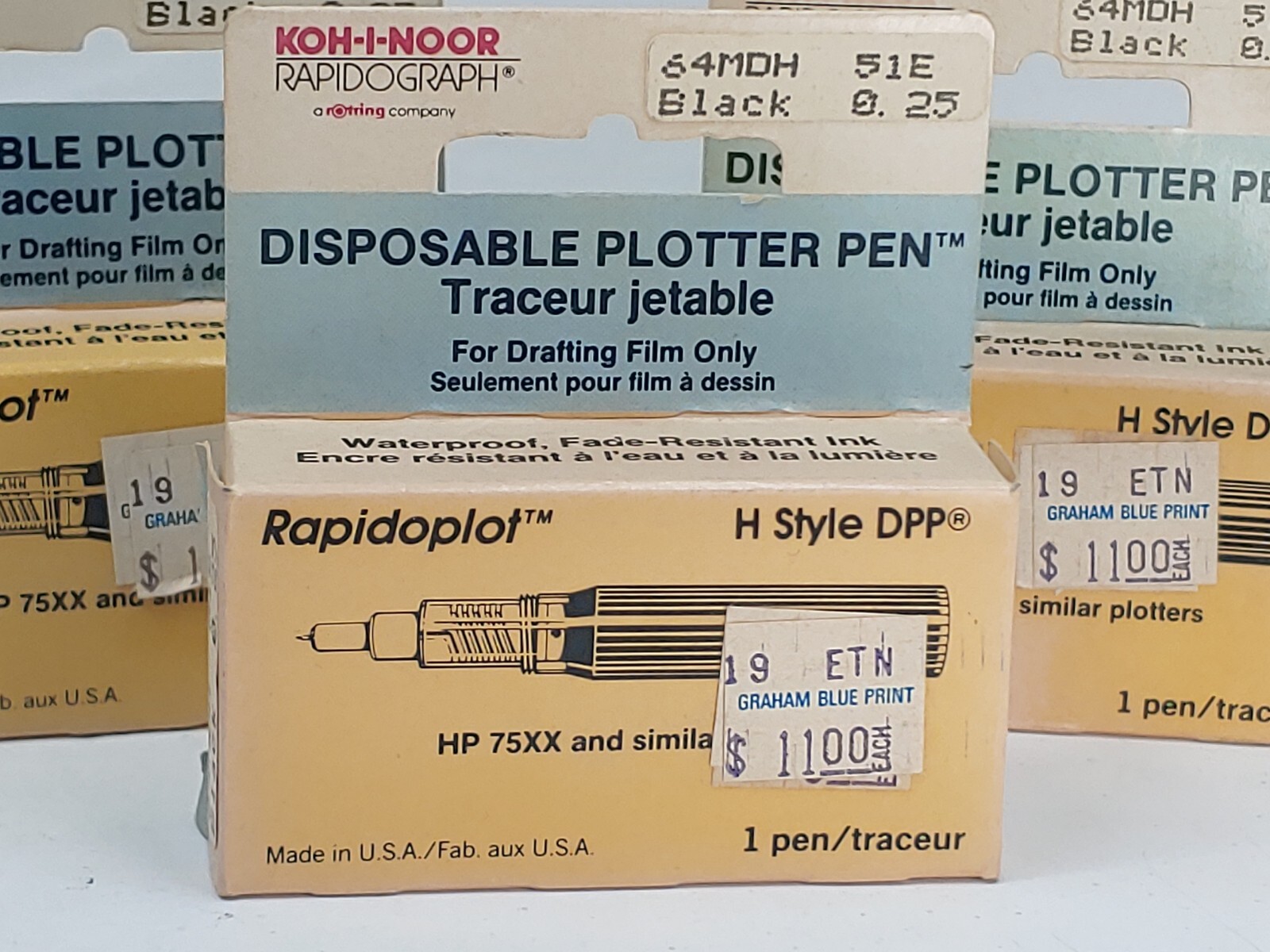 7 New Old Stock KOH-I-NOOR Disposable Plotter Pen Rapidograph H Style ...