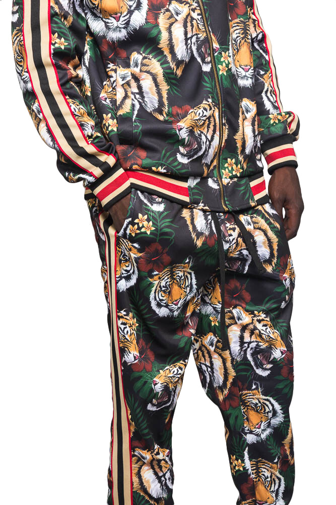 Men's Tiger Jogging Track Suite Set With Striped Track Pants&Jacket S ...