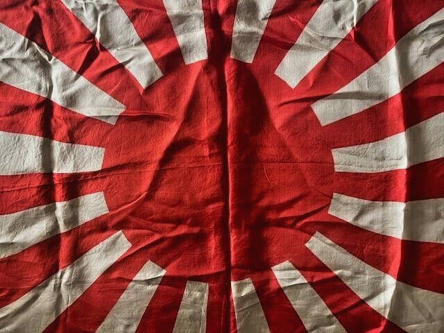 Vintage Ww2 Wwii Japanese Naval Rising Sun Silk Battle Flag 35 X